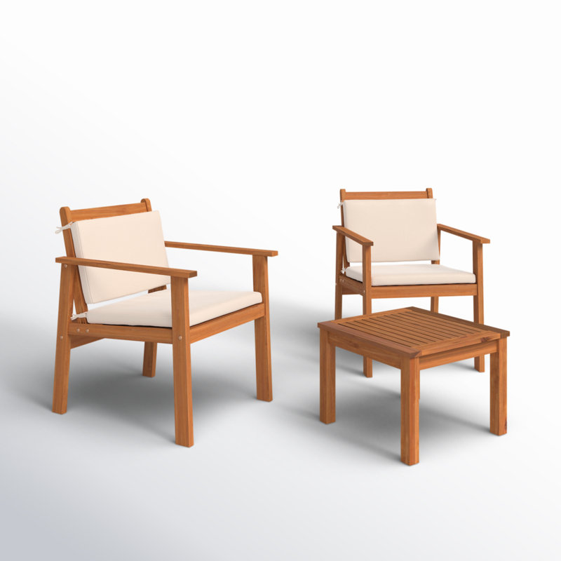 Beachcrest Home™ Koval 3 Pieces Acacia Wood Outdoor Conversation Set & Reviews | Wayfair